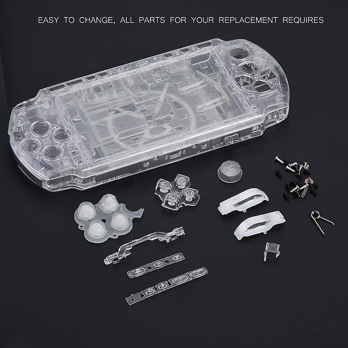 Game Console Shell Replacement Full Housing Console Case Compatible with PSP 3000(Clear)