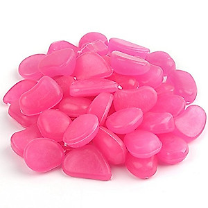 100pcs Glow in The Dark Fish Tank Aquarium Pebbles,Rocks, Glowing Gravel Luminous Stones for Aquarium Succulent Garden Gift Decoration, 305g/0.67lbs, 4/5''-1 1/2'' (Rose)