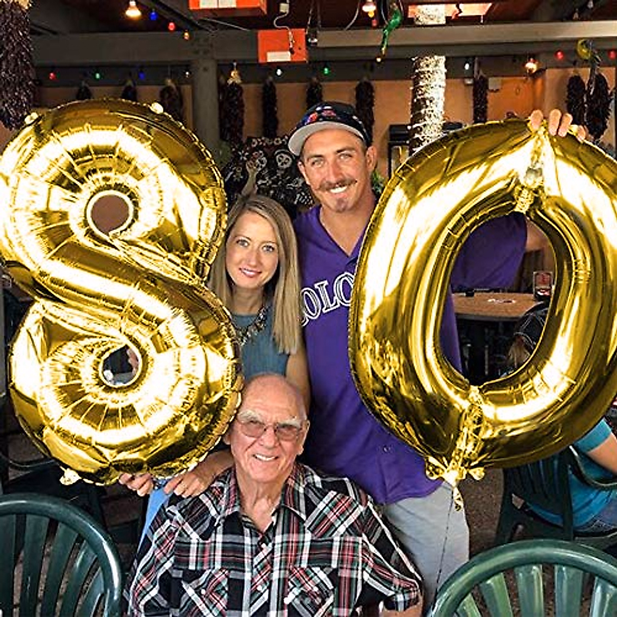 Trgowaul 80th Birthday Party Decorations Kit- Gold Glittery Cheers to 80 Years Banner, Pom Poms, 6Pcs Sparkling 80 Hanging Swirl, 1 Gold Number Balloon, 15 Confetti Balloons for 80 Birthday Decoration