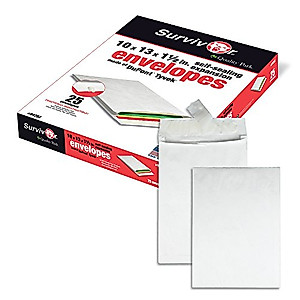 Quality Park Survivor R4202 Tyvek Expansion Mailer, 10 x 13 x 1 1/2, White (Box of 25)