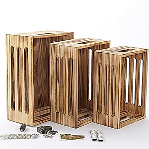 Set of 3 Nesting Wooden Crates ， Wall Mounted Wooden Basket ，Storage Crate Box for Storage, Display Risers, Decoration