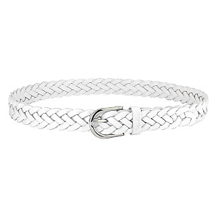 Falari Women's Leather Braided Belt 6007 - White-M