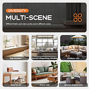 Custom Bench Cushions for Indoor Furniture Non Slip Outdoor Bench Cushion Waterproof Window Seat Cushion Indoor with Zipper 75D High Density Foam Bench Seat Cushion Optional Piping Bench Pad Cushion