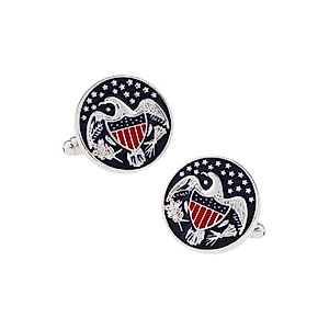 MRCUFF Seal America American Eagle USA President POTUS Pair of Cufflinks in a Presentation Gift Box & Polishing Cloth