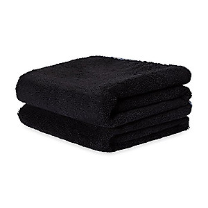 MW Pro Detail Microfiber Car Towels (24"x 36") | 400 GSM | 80/20 Blend | Tagless | Soft Satin Piped Edges | All-Purpose Auto Detailing - Wax, Buff, Polish, Wash, Dry | 2 Pack (Black)
