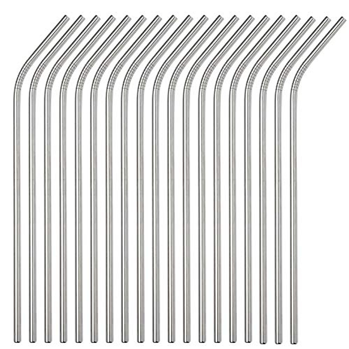 Sunwinc Reusable Metal Bent Straws 50pack in Bulk,10.5inch Stainless Steel Drinking Straws for 30oz/20oz Tumblers Yeti Cups Child Metal Straws(New All bent 50pcs -10.5" Silver)