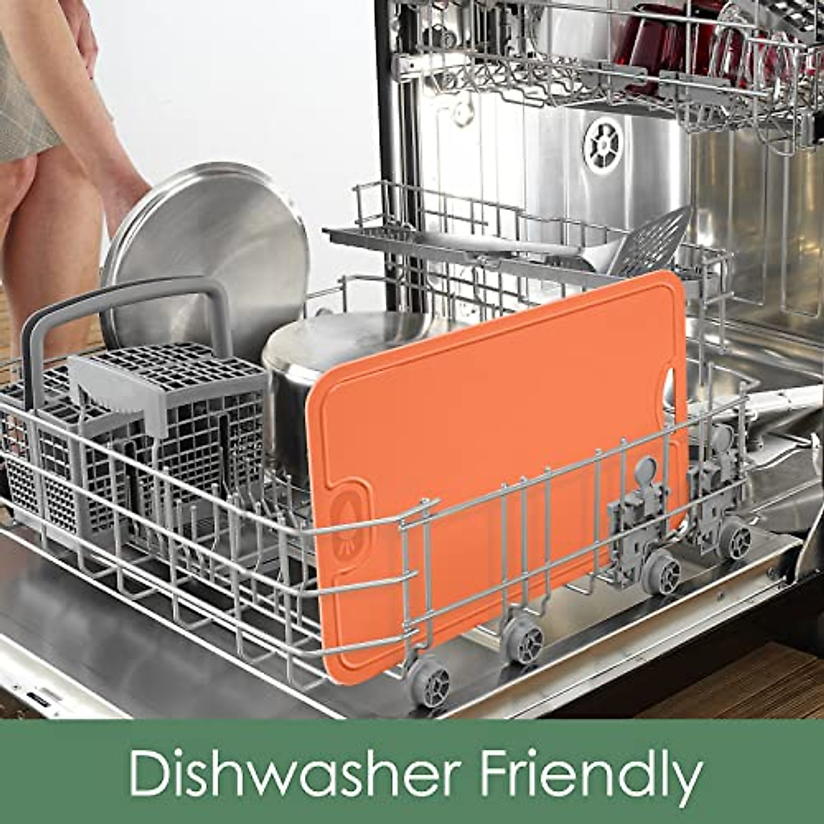 Gintan TPU Cutting Board, BPA-Free, With Knife and Juice Groove,Scratch Resistant Flexible Cutting Boards for Kitchen, Dishwasher Safe, Easy-Grip Handle, Non-Slip