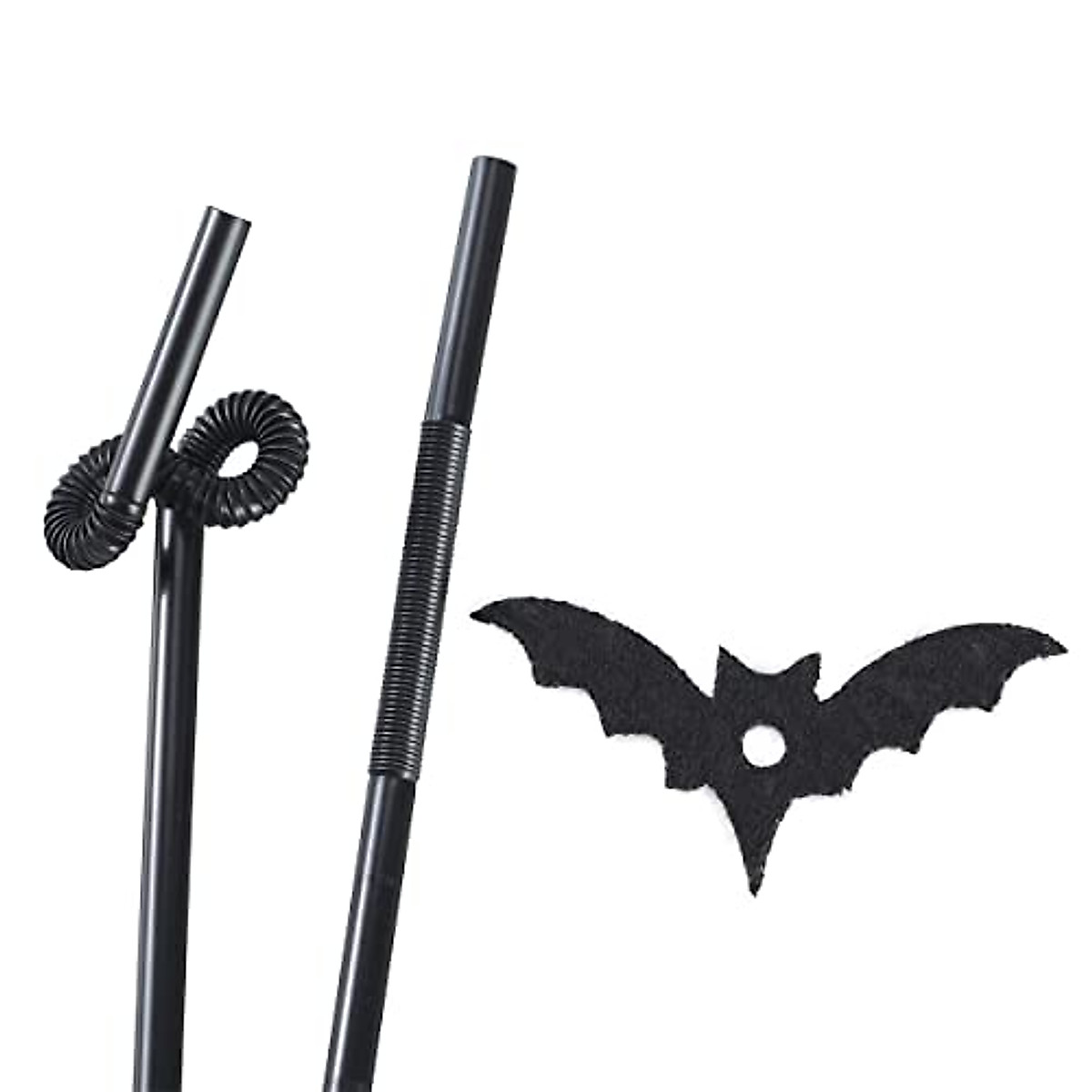 BinaryABC Halloween Bat Straws,Halloween Party Straws,Halloween Drinking Straws,Halloween Party Favors Decorations Supplies,50Pcs