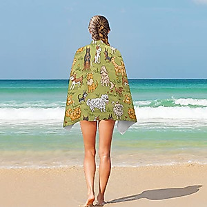 My Little Nest Bath Towels Quick Dry Bathroom Towels Cute Dogs Animals Absorbent Shower Towels Soft Hand Towel Wash Cloths for Spa Pool Hotel Gym 31" x 51"