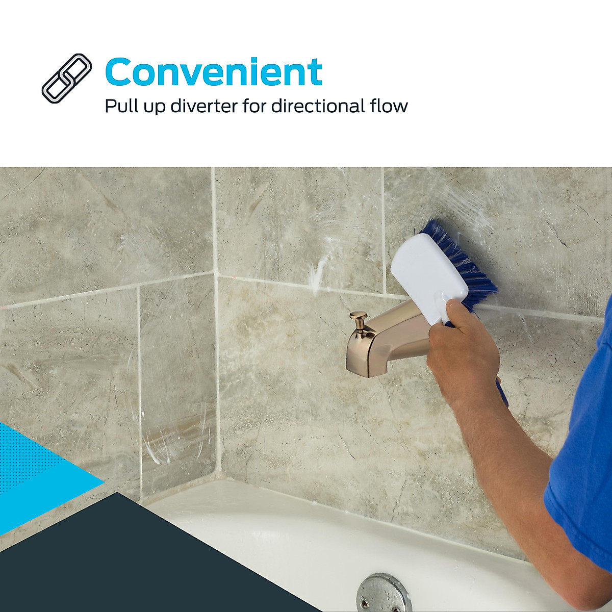 EZ-FLO 5-3/8 Inch Zinc Bath Tub Diverter Spout, 1/2 Inch IPS Pipe, Brushed Nickel, 15080