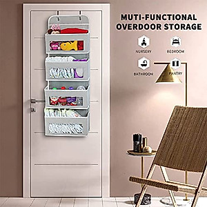 CHIVAN Over The Door Organizer, Super Behind The Door Storage Organizer with Door Rack and Large Clear Windows, Wall File Organizer, Hanging Organizer (Grey)