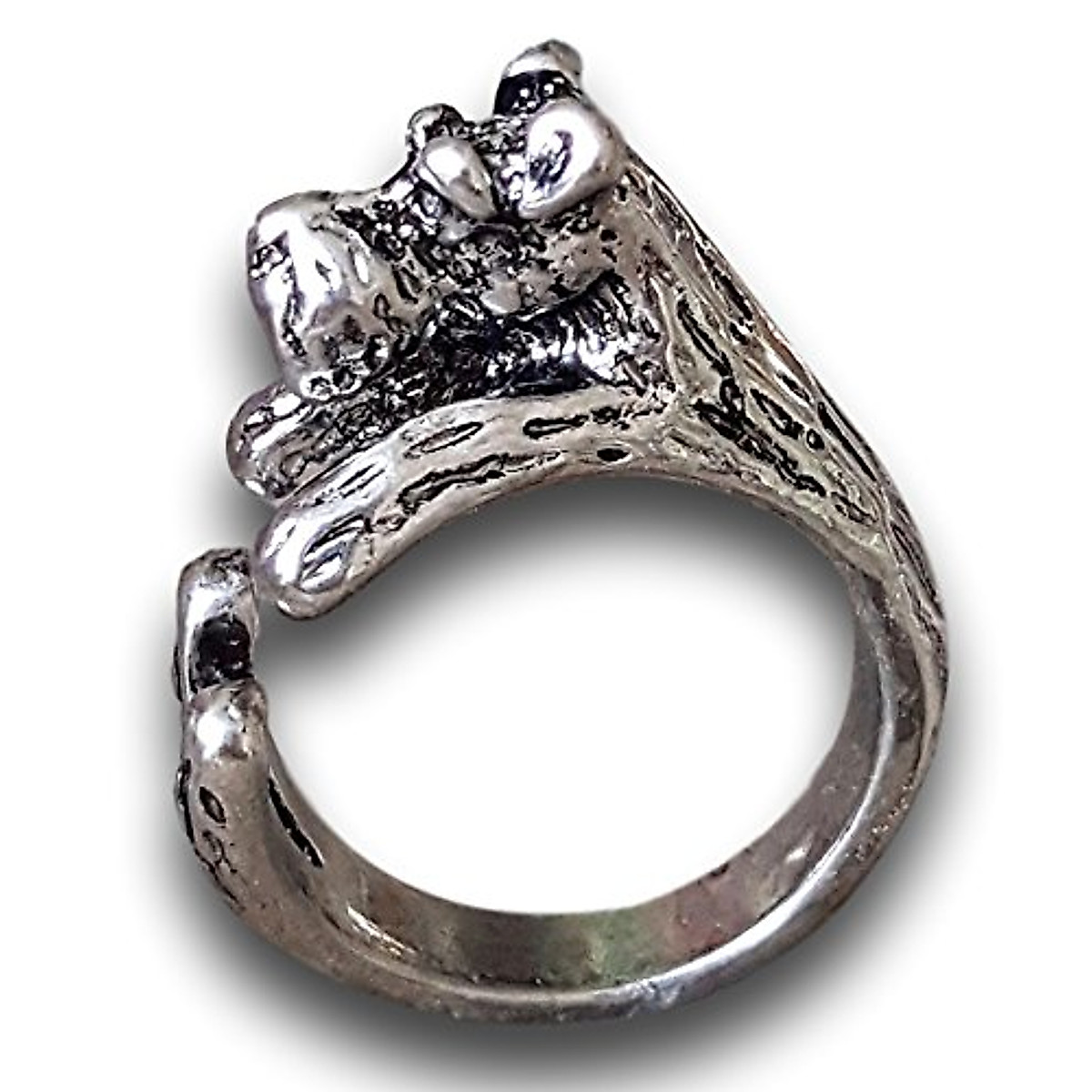 Schnauzer Dog Adjustable 3D Tone Wrap Ring by Pashal (Silver)
