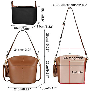 S-ZONE Women Cowhide Genuine Leather Small Crossbody Bag Shoulder Purse Handbag