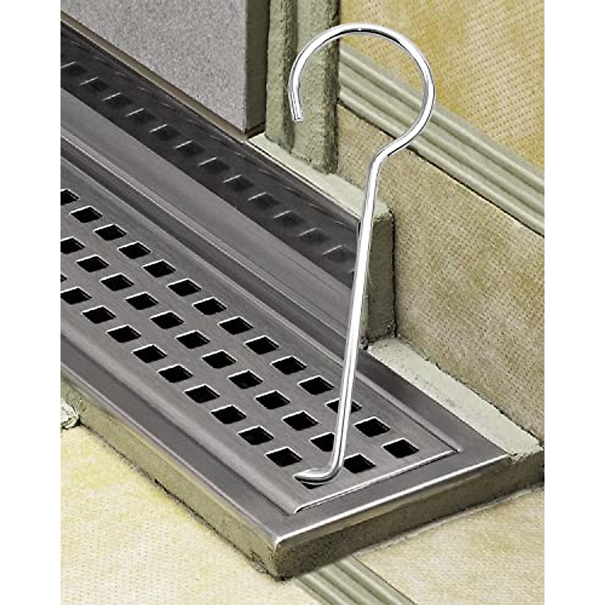 2 PCS Drain Key Lifting Hook, 304 Stainless Steel Drain Grate Puller Lift Out Key for Shower Drain Daily Cleaning, Silver