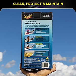 Meguiar's New Boat Owner's Essentials Box - Boat Cleaning Kit With Premium Marine-Grade Products for Your Boat or RV