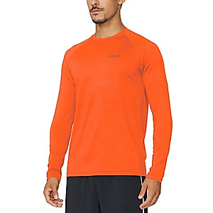 BALEAF Men's Long Sleeve Running Shirts Quick Dry Workout Shirts Athletic T-Shirts Lightweight Soft Fishing Tee Tops Orange Size XL
