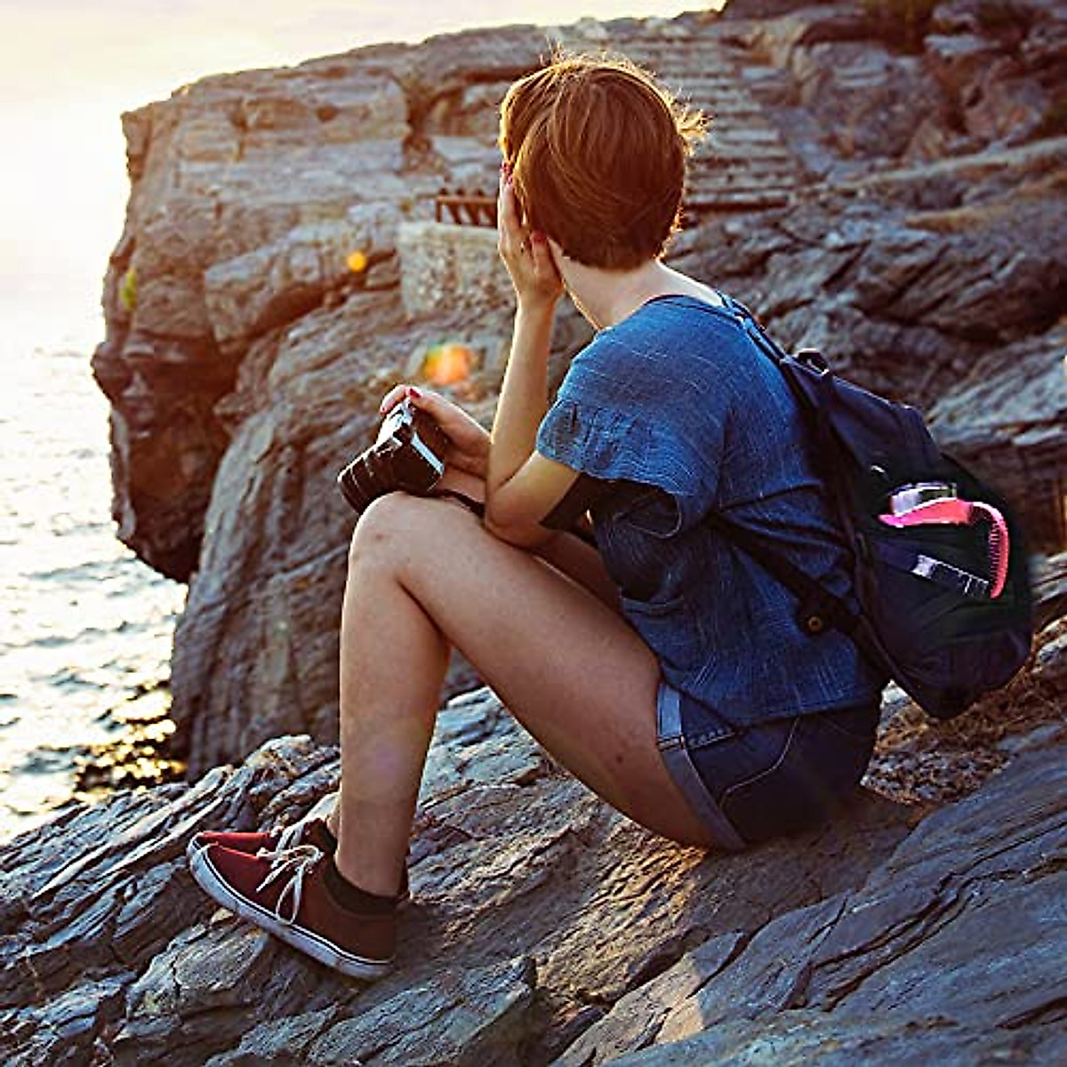 ALIENSX Tumbler Handle for YETI Rambler Cup, Anti Slip Travel Mug Grip Cup Holder for Stainless Steel Tumblers, Yeti, Ozark Trail, Rtic,Sic and More Tumbler Mugs BPA Free (PINK, 20OZ)