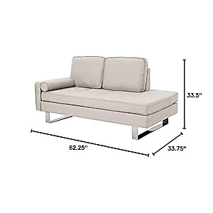 Christopher Knight Home Phelps Modern Fabric Chaise Loveseat, Beige, Silver