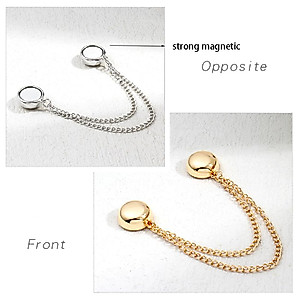 Multi-Function Magnetic Clothing Clips, 4 Packs Strongest Magnetic Strength Buttons Clips, Multi-Purpose Magnetic Pinless Brooch for Women Clothes Hijab Magnets (2Gold 2Silver, GS-4)