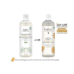 Babo Botanicals Sensitive Baby Fragrance-Free 2-in-1 Bubble Bath & Wash - Shea Butter, Calendula & Oat - Vegan - EWG Verified - For Babies & Kids