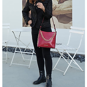 MKF Collection Shoulder Bag for Women, Faux Crocodile-Embossed Vegan Leather, Hobo Handbag Messenger Purse