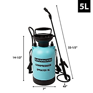 DJSUNPACKING Portable Pump Pressure Garden Sprayer with Pressure Relief Valve and Adjustable Shoulder Strap in Lawn, Yard, Weed(1.3 Gallon, Blue)