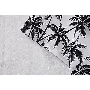 Men's Hawaiian Floral Shirts Cotton Button Down Tropical Holiday Beach Shirts with Pocket