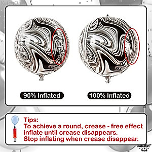 KatchOn, Pink Marble Balloons with Black and White Marble Balloons -22 Inch Pack of 12 | 360 Degree 4D Marble Balloons Black and White | Mylar Pink and Orange Balloons for Gender Reveal Decorations