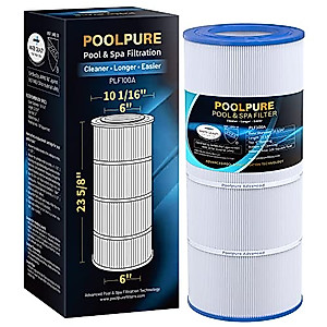 POOLPURE PLF100A Pool Filter Replaces Pentair CC100, CCRP100, PAP100, PAP100-4, Ultral-C3, Unicel C-9410, R173215, Filbur FC-0686, 59054200, 160316, 160354, Predator 100, L x OD:23 5/8" x 10 1/16"