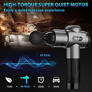 TOLOCO Massage Gun, Deep Tissue Back Massager for Athletes with 10 Massage Heads, Electric Muscle Percussion Massager for Any Pain Relief, FSA and HSA Eligible, Grey