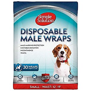 Simple Solution Disposable Dog Diapers for Male Dogs | Male Wraps with Super Absorbent Leak-Proof Fit | Excitable Urination, Incontinence, or Male Marking | Small | 30 Count