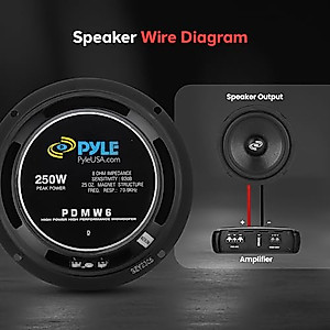 PYLE-PRO 6.5 Inch Car Midbass Woofer - 250 Watt High Powered Car Audio Sound Component Speaker System w/High-Temperature Aluminum Voice Coil, 70Hz-9kHz Frequency, 92 dB, 8 Ohm, 25 oz Magnet PDMW6