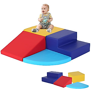 Qxznby 4-Piece Lightweight Foam Corner Climber, Indoor Climbing Toys for Toddlers 1-3, Safe Crawl and Climb Foam Playset, Colorful Soft Play Equipment for Preschools Child Development, CM