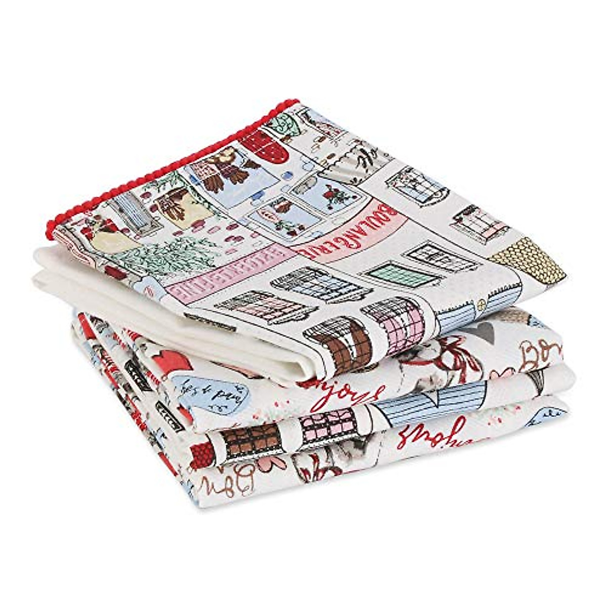 DII I Love Paris Collection Kitchen, Dishtowel Set, 18x28, Eiffel Tower, 4 Piece