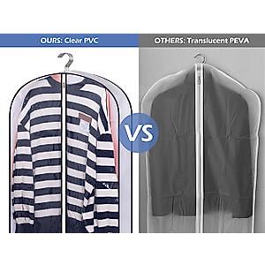 SLEEPING LAMB 60" Gusseted Garment Bags for Closet Storage Clear Dress Bag Hanging Clothes Storage for Long Gowns, Coats, Sweaters, 2 Packs