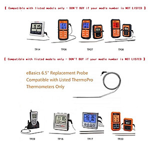 Grilling BBQ Meat Thermometer Temperature Probe Replacement Thermometer Probe Compatible with Thermopro TP20 TP07 TP-07 TP08 TP-08S TP06S TP16 TP-16S TP17 Famili MT004, Fit Listed Models Only