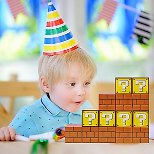 SUYEPER Super Theme Treat Boxes For Birthday Party Favors Decorations Supplies Brick and Question Boxes Party Gifts (24PCS)