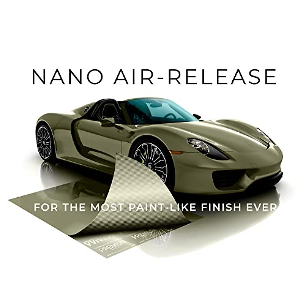 VViViD+ Ultra Gloss Combat Military Green 3ft x 5ft Vinyl Car Wrap Premium Paint Replacement Film Roll w Nano Air Release Technology, Stretchable Protective Liner