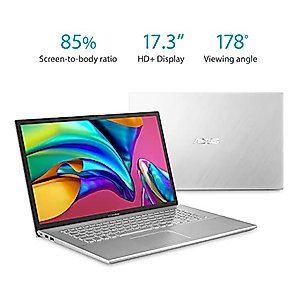 ASUS VivoBook S17 S712 Thin and Light 17.3â€ FHD Display, Windows 10 Home With Free Upgrade to Windows 11, AMD Ryzen 5 5500U CPU, 8GB DDR4 RAM, 128GB SSD + 1TB HDD, Transparent Silver, S712UA-DS54