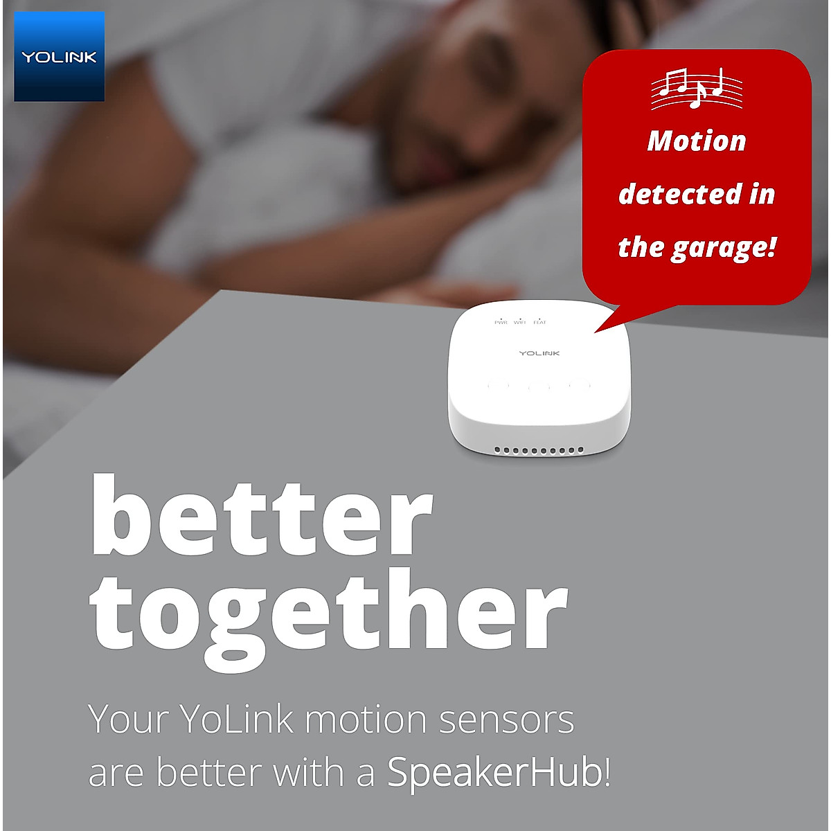Smart Motion Sensor, YoLink 1/4 Mile World's Longest Range Wireless Motion Detector Compatible with Alexa IFTTT, Movement Detector App Alerts Remote Monitor for Indoor Use, YoLink Hub Included
