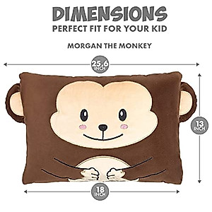 CoPiPa Morgan The Monkey Toddler Pillowcase - Cute Pillow Cases for Small Kids Pillows, Zipper Pillow Case Kids Boys & Girls, Nap Pillow Cover for Toddler, 13x18 Pillowcase, Character Pillows