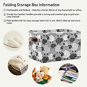 xigua Sheep Rectangular Storage Bin Canvas Square Storage Basket with Handles for Home,Office,Books,Nursery,Kid's Toys,Closet & Laundry
