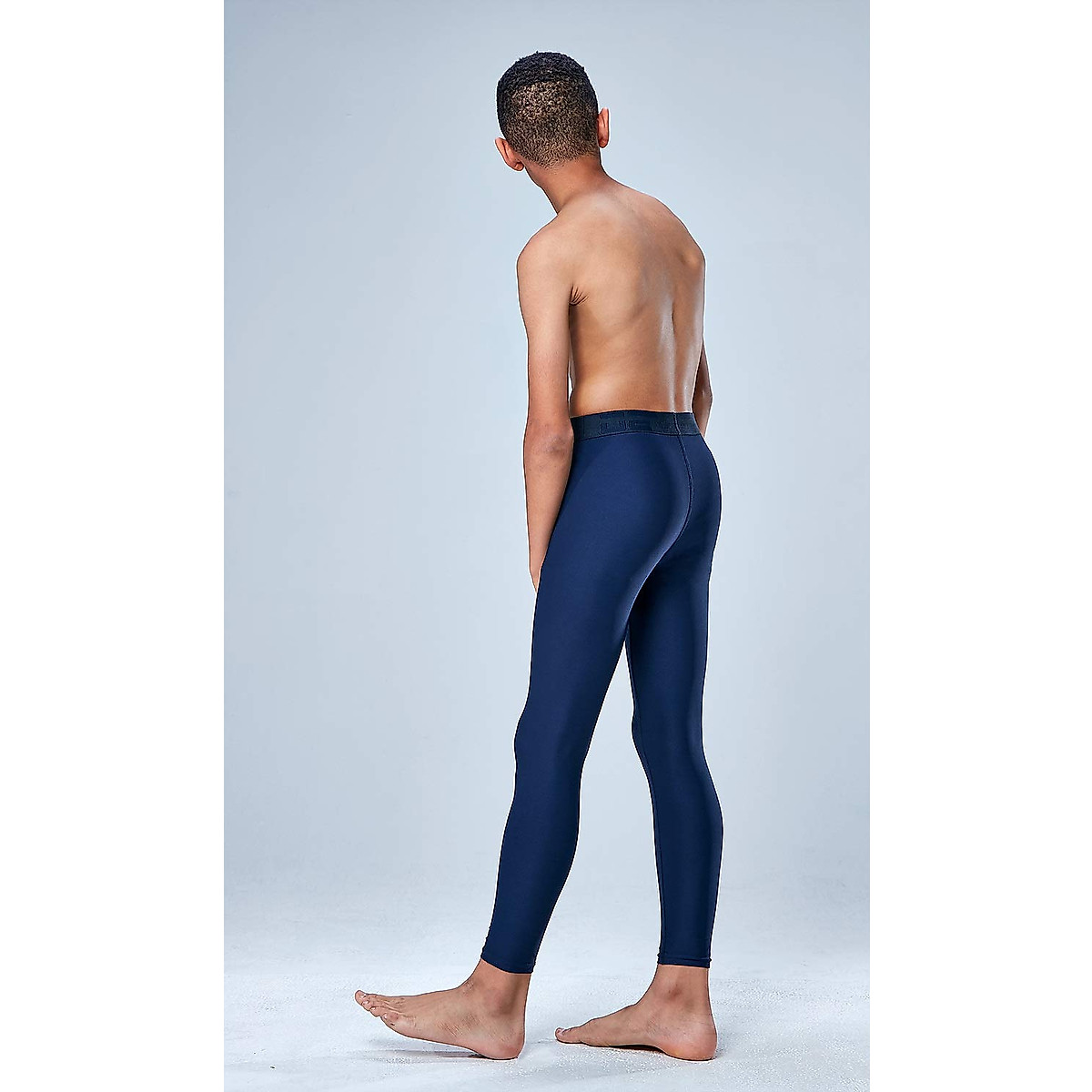 DEVOPS 2 Pack Youth & Boys Thermal Compression Baselayer Sport Tights Fleece Lined Pants (Medium, (Non-Fly) Black/Navy)