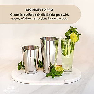A Bar Above Boston Cocktail Shaker Set – 2-Piece Premium Weighted Boston Shaker Set – Stainless Steel Bartending Kit – 18 oz & 28 oz Martini Shaker Set – Bar Accessories for the Home Bar Set