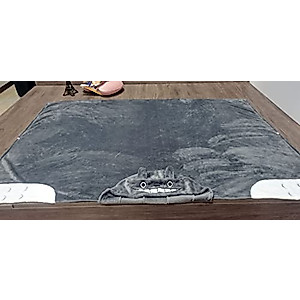 Anime Throw Blanket Flannel Fleece Blanket Cosplay Hooded Cloak Fluffy Shawl Wrap Nap Quilt (67''X35.5'', Gray)