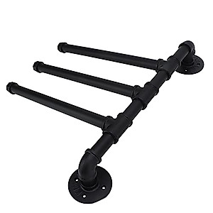 Camidy Industrial Style Iron Pipe Swing Out Towel Rack, Wall Mounted 3 Arm Rotation Towel Bar Rack Vintage Iron Pipe Towel Holder Storage Organizer