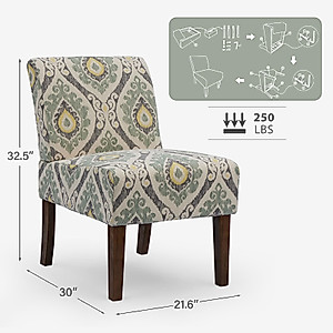 Bonzy Home Fabric Dining Room Chairs,Modern Dining Chairs Set of 2,Floral Upholstered Armless Accent Chair,Comfy Small Slipper Side Chair for Living Room, Color Plaid 2