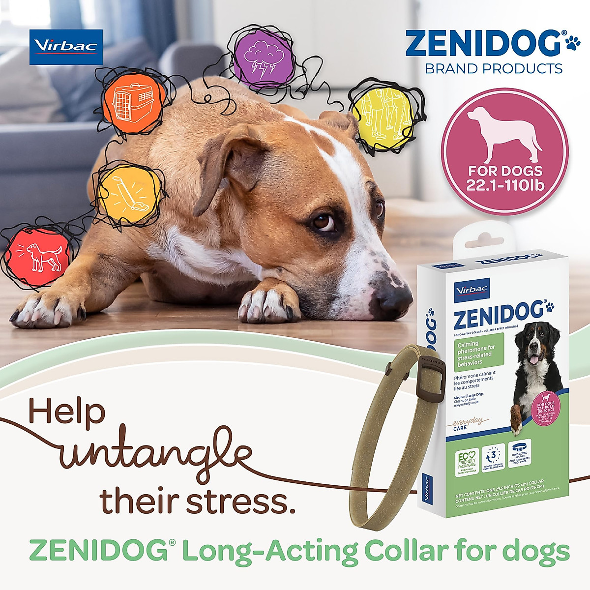 Dog Calming Collar with Pheromones - Zenidog Long-Acting Collar, Dog Calming Pheromone Collar, Long-Acting Pheromones for Dogs, Calming Collar, Dog Calming, Calming Collar for Dogs (Large Dogs)