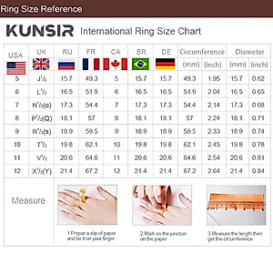 KUNSIR 925 Silver Rings for Women Cubic Zirconia Ring Rings for Women Sterling Silver Rings Wedding Band Rings Gift Ring Sterling Silver Rings Size 7-9