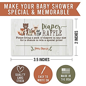 Hadley Designs 25 Baby Shower Diaper Raffle Tickets For Baby Shower Games To Play - Woodland Baby Shower Games Gender Neutral, Diaper Raffle Cards, Baby Raffle Tickets, Baby Shower Invitation Inserts